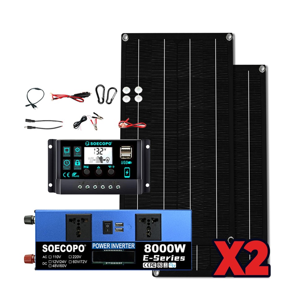 8000W Solar Generator Kit + 2 Rugged Solar Panels + 100A Controller | eBay