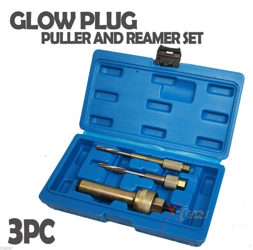 3PC Glow plug Puller & Reamer Kit Tool Garage Auto Laser Diesel Tools ...