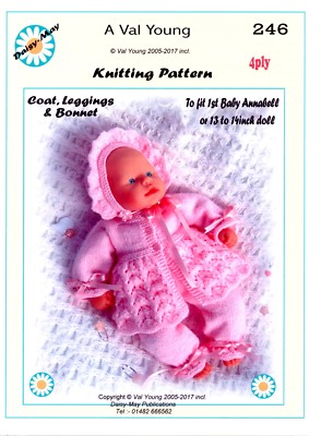 DOLLS KNITTING PATTERN 13/14"1st Baby Annabell doll ** no 246 ** by Val ...