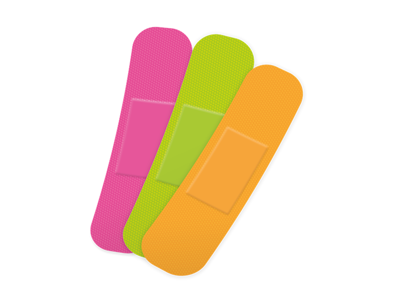 Pack 100 Of Assorted Flexible & Durable Waterproof Plasters, 100 x Neon ...