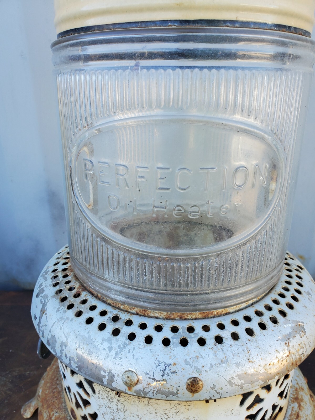 Antique Perfection Oil Kero Pyrex Glass Parlor Cabin Heater Stove ...