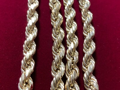 10k Real Gold Rope Chain 7mm 26" gold Diamond cut yellow Gold rope Oro ...