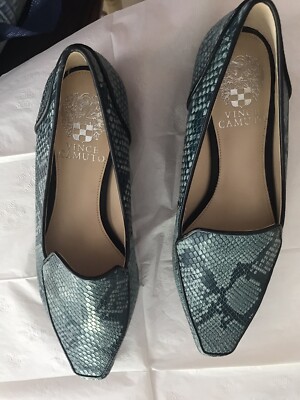 VINCE CAMUTO VC- Turq Snake Print Leather Loafer Flat Shoes Womens Size ...