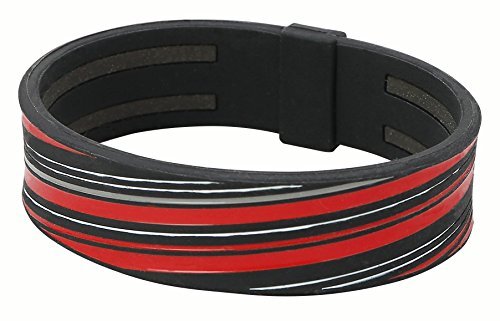 Phiten (Phiten) Bracelet RAKUWA Brace S Silicone Slash Line Black/Red ...