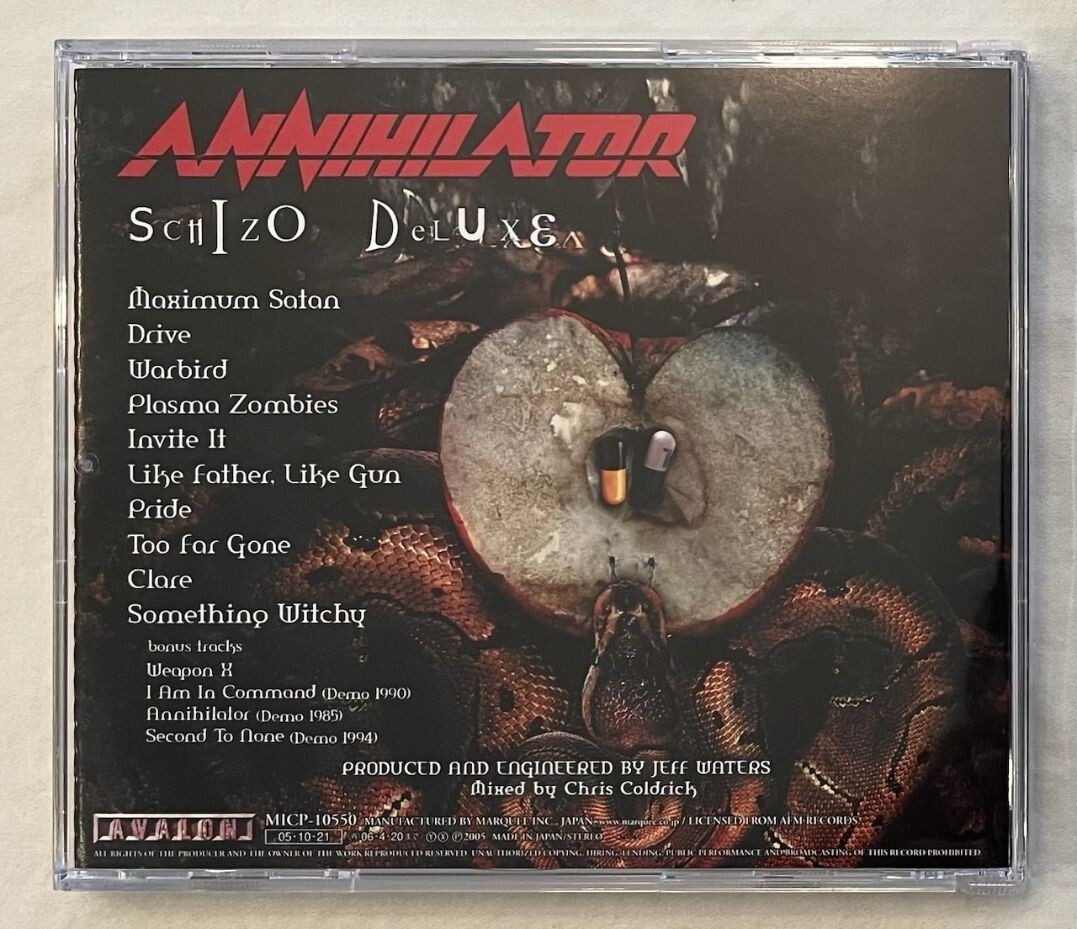 Annihilator - Schizo Deluxe + 4 Bonus Trks (Original Japan CD w/OBI ...