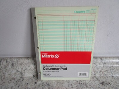 Mead 4 Columnar Accounting Pad 45 pp Model #58240 | eBay