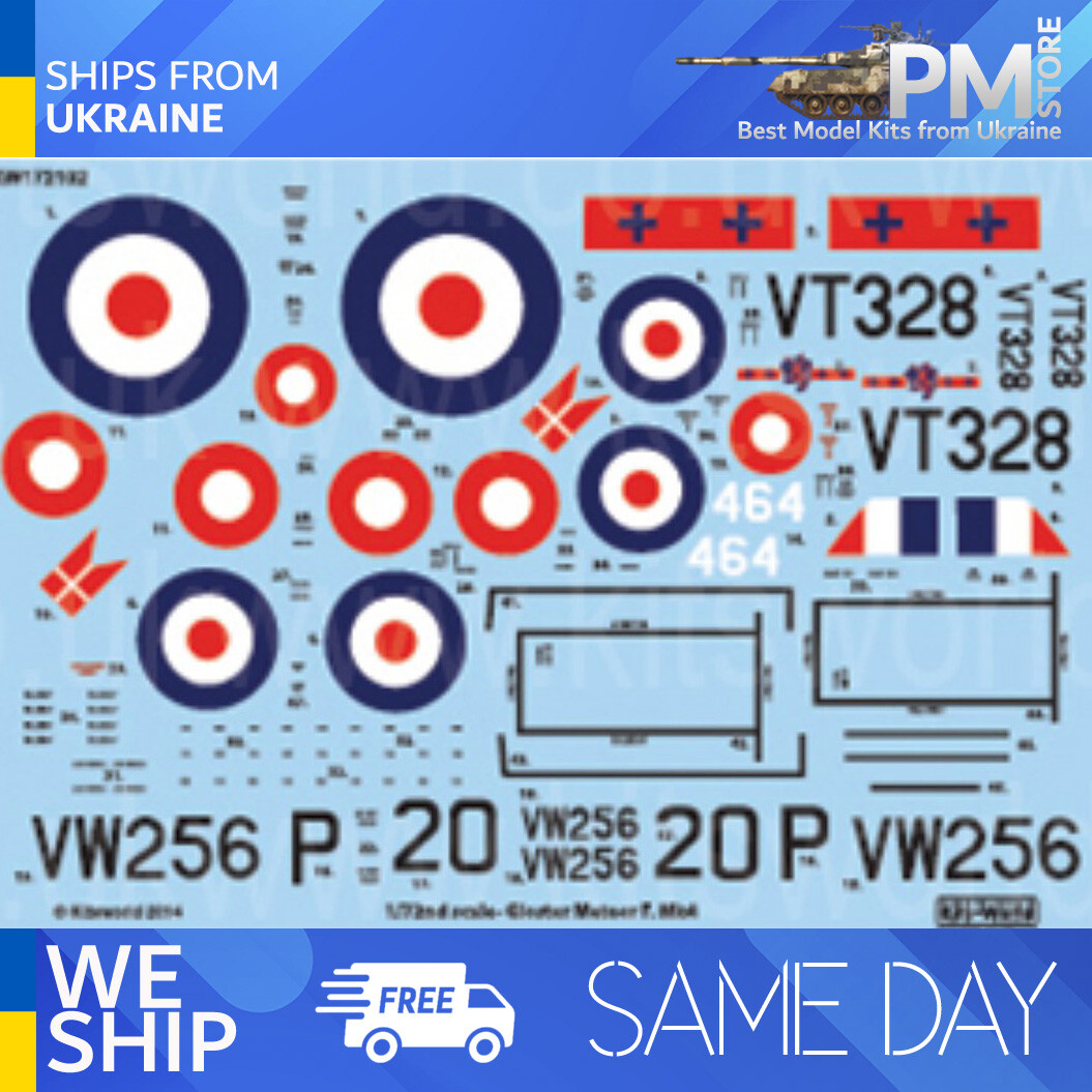Kits World KW172102 1/72 Decal for Gloster Meteor Mk.IV F4 Accessories ...