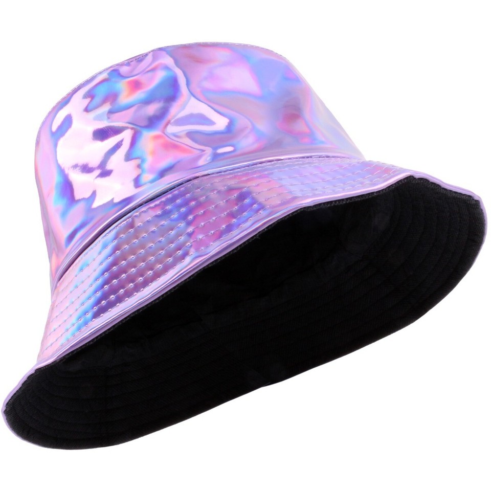 HOLOGRAPHIC BUCKET HATS Festival Party Fancy Dress Bright Loud Boonie ...