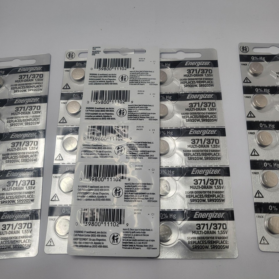 25pk Energizer 371/370 SR920 1.5V Silver Oxide Coin Cell Watch ...
