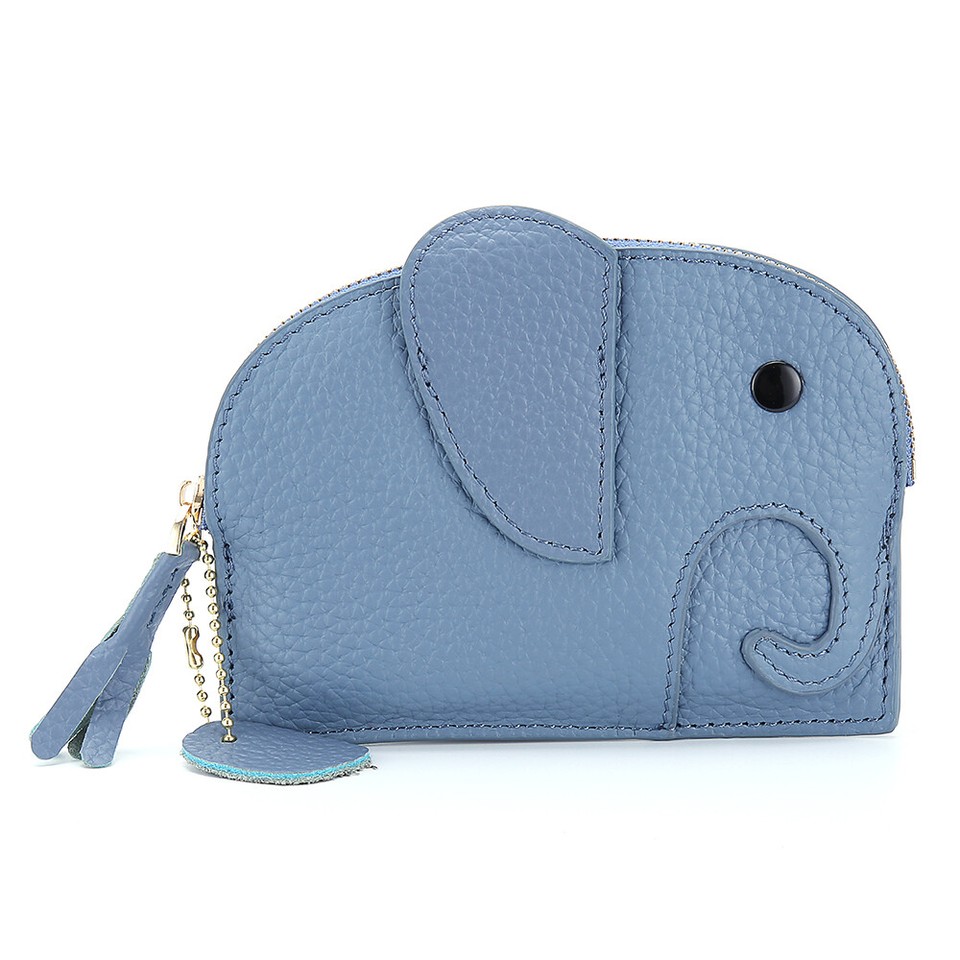 Women Zipper Leather Wallet Mini Coin Purse Cartoon Elephant Card ...