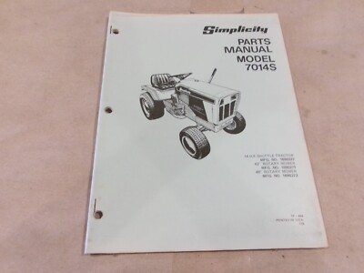 SIMPLICITY PARTS MANUAL MODEL 7014S | eBay