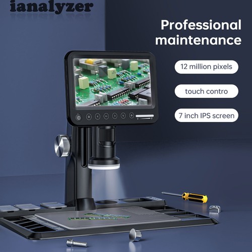 318A 12MP 1600X Digital Microscope Camera with Ordinary Lens & 7" IPS ...