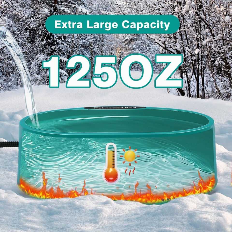 Heated Chicken Waterer, 125OZ Large Capacity Poultry Water Heater for ...