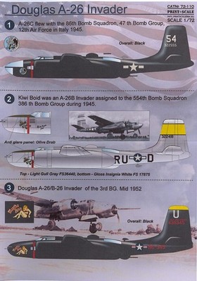 Print Scale Decals 1/72 DOUGLAS A-26 & B-26 INVADER Bomber | eBay