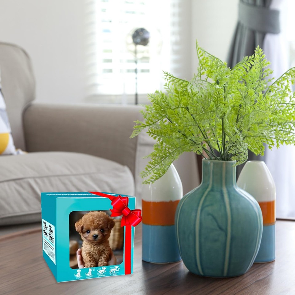 Realistic Robot Puppy Toy 6.3” Brown Soft Fur Interactive Gift for Kids ...