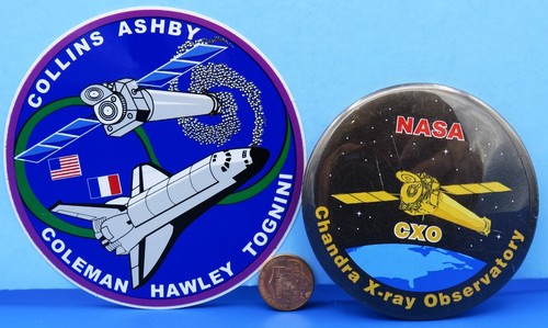 NASA BUTTON / STICKER Pair vtg STS-93 Space Shuttle COLUMBIA CXO Chandra X-Ray | eBay