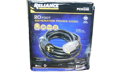 Reliance Controls PC3020R 20 FT Generator Power Cord-L14-30 / 30A/7500W ...