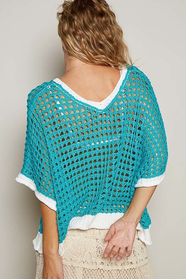 Open Crochet Oversized Peace Sign Sweater - POL | eBay