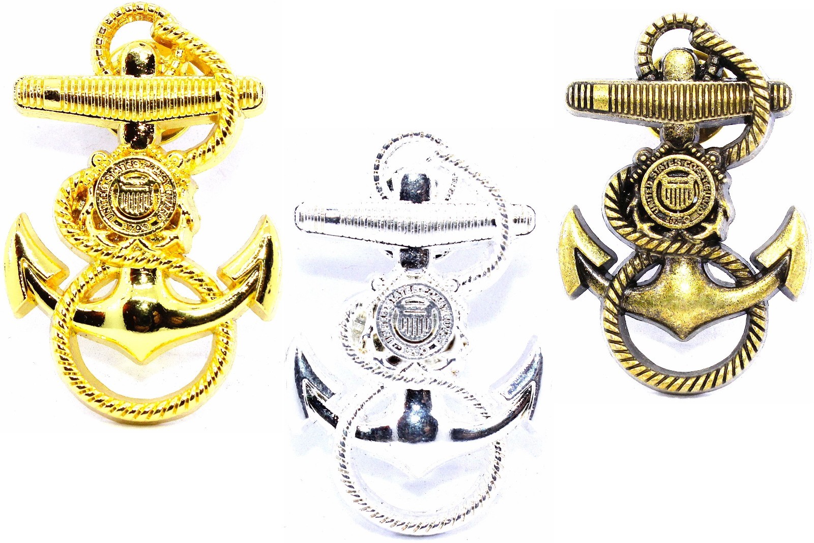 US Coast Guard Anchor Cap Hat Badge Screw Back USCG Pin Naval Insignia ...