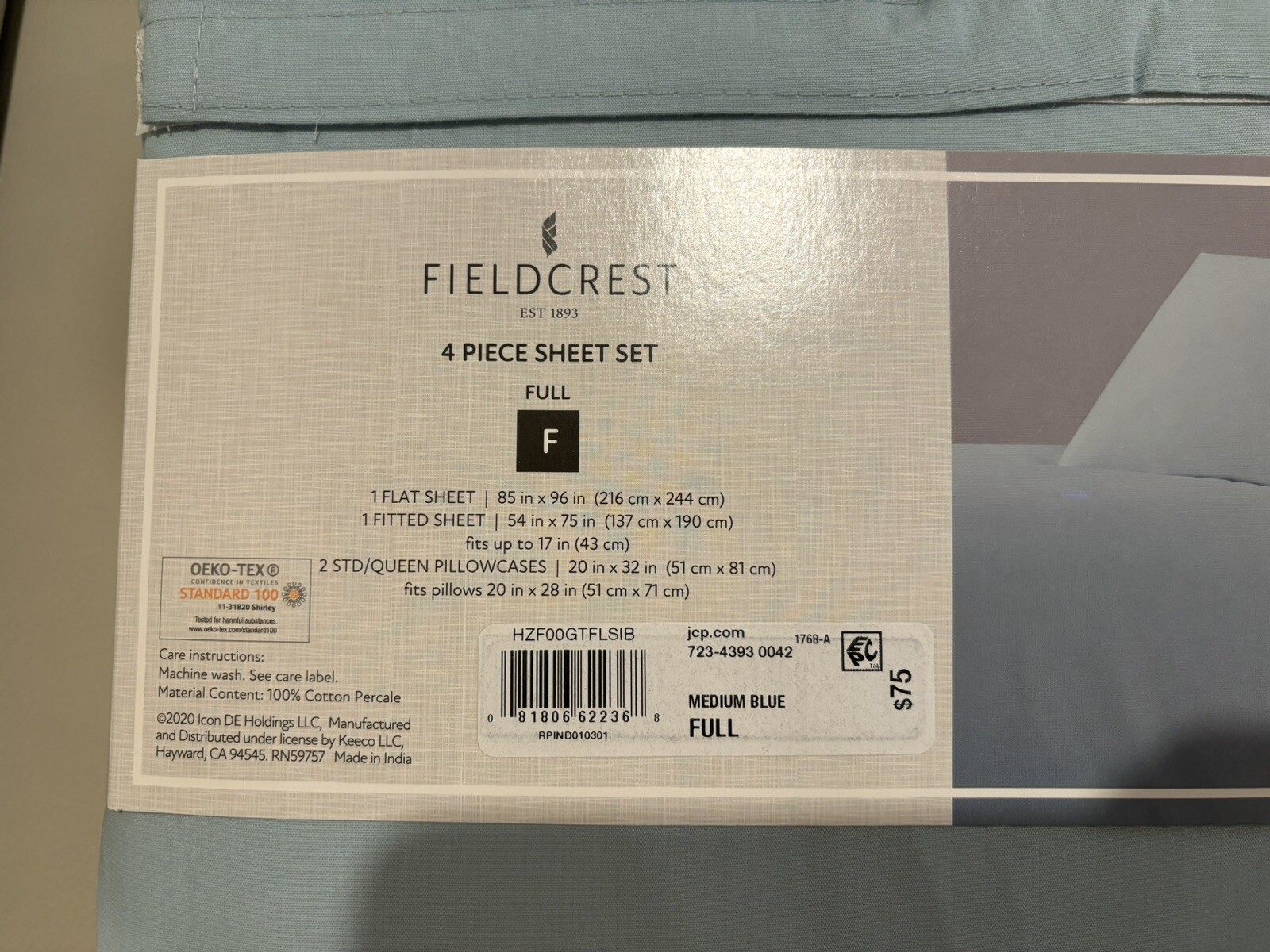 New 100% Cotton Fieldcrest 4 Piece Sheet Set | eBay
