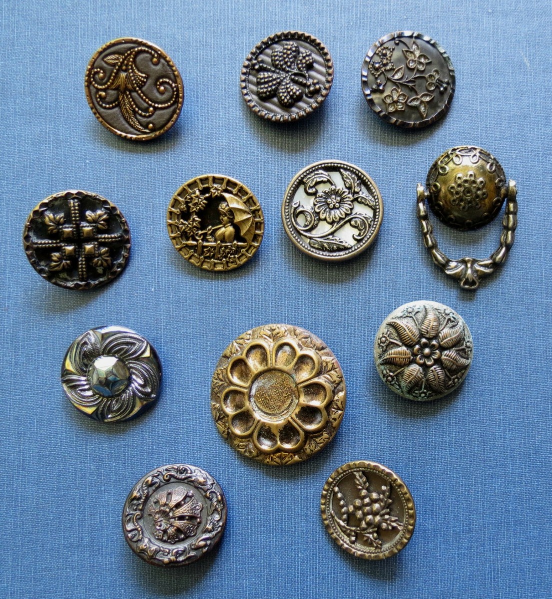 Large Vintage Buttons SALE Five Large Size Deco Style Buttons Variety