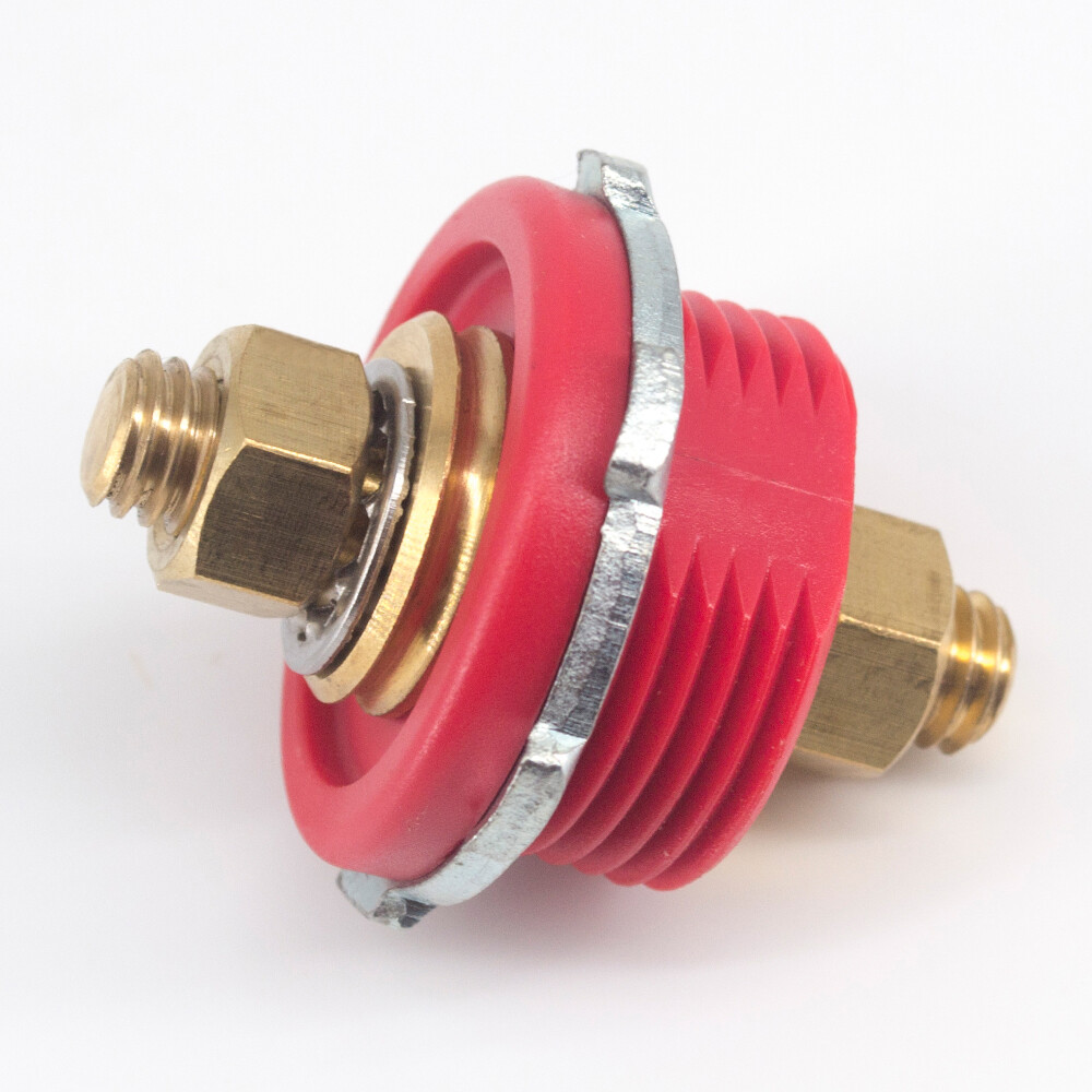 Red Battery Terminal Bulkhead Feed-Thru Panel Positive Connector Post 3 ...