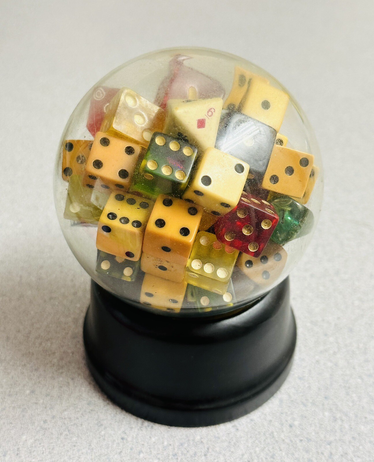 Vtg Game Lot Dice Mix Bone Bakelite Celluloid Poker In Glass Ball Jack ...
