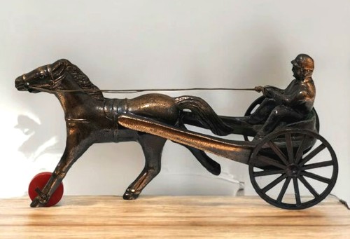 VTG Harness Racing Horse Jockey Sulky Cart Driver Copper Chariot Race ...
