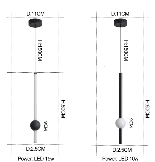 Pendant Lights LED Lamp Ceiling Straight Brilliance Lighting Bedroom ...