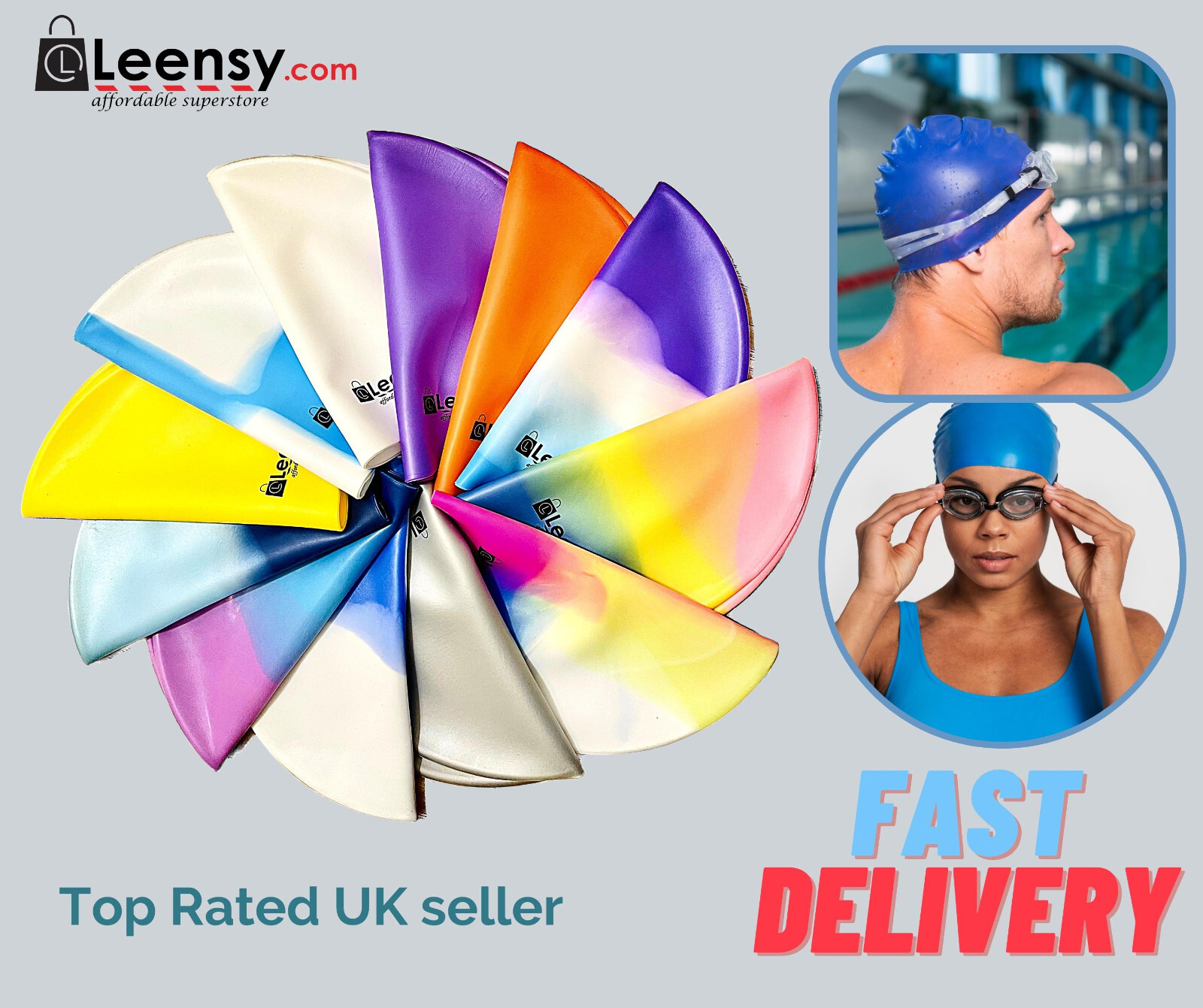 Adult swimming hat durable elastic silicone pool beach SWIM head CAP ...