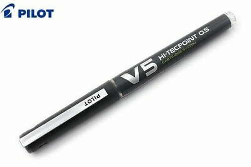 Pilot V5 Hi-tecpoint 0.5mm Roller Ball Pen Black Ink Cartridge System ...