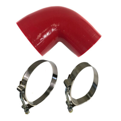 90 Degree Red 4-Ply Silicone 3" to 4" Hose Coupler +3"Hose Clamp+4"Hose ...