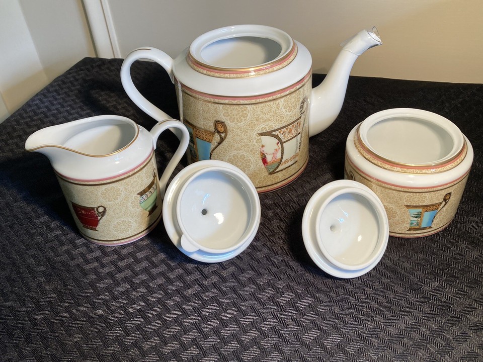 VTG GUCCI Greek Teapot Set With Creamer Sugar Pot Tea Pot NICE! | eBay