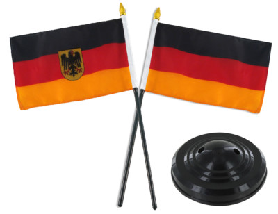 German Germany w/ Bundeswehr Eagle Flag 4"x6" Desk Set Table Stick ...