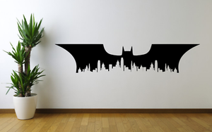 Batman Emblem Logo Bat Sign Gotham City Skyline Wall Decal Sticker Film ...