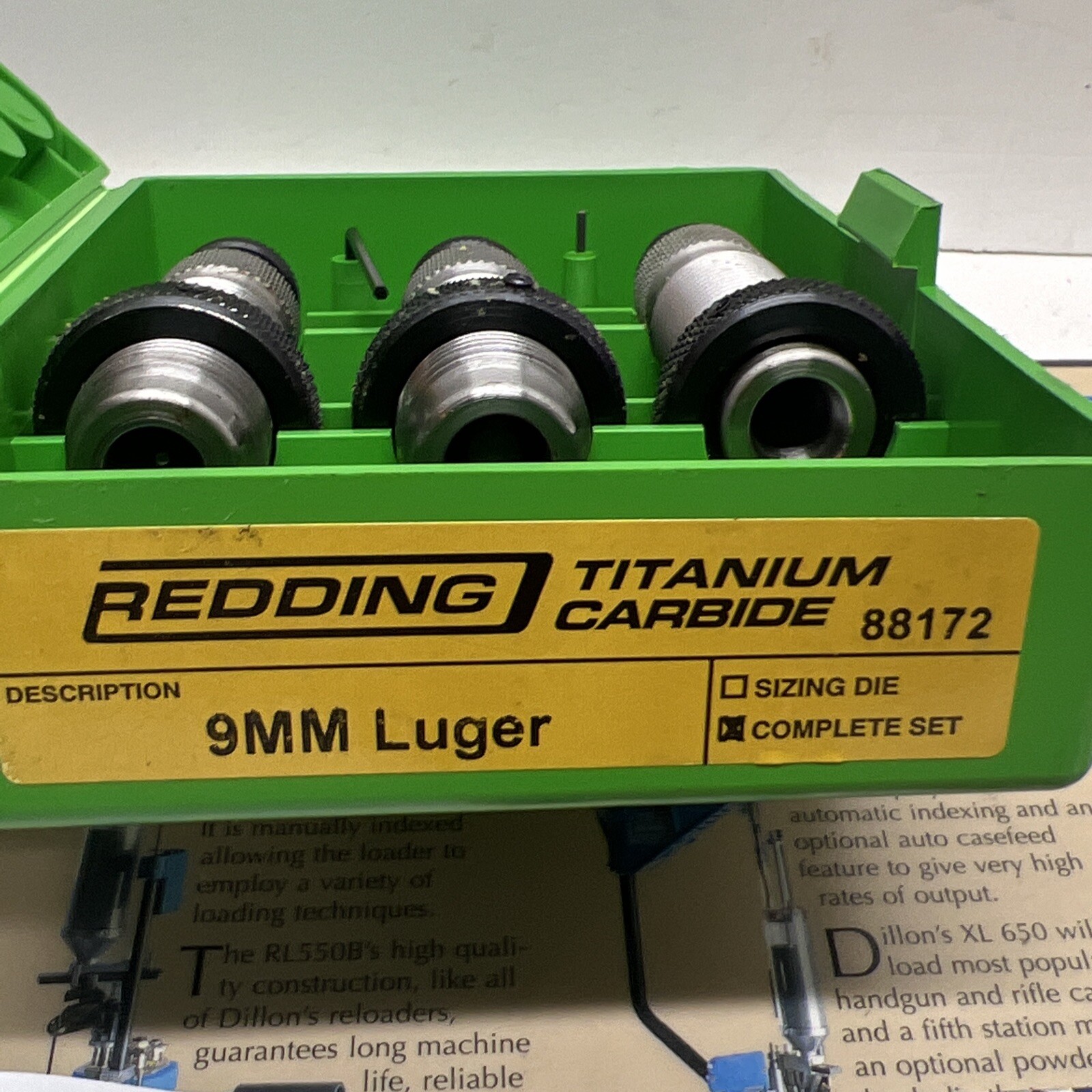 REDDING TITANIUM CARBIDE 3 DIE SET 9MM X 19 # 88172 NOS | eBay