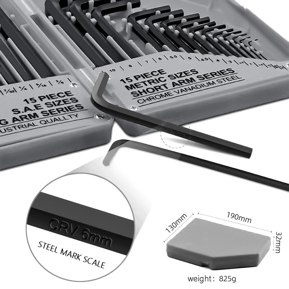 30X Hex Allen Key Wrench Long Set Metric & Imperial Allan Alan Alen ...