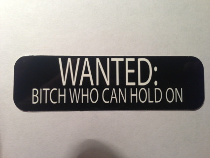 Motorcycle Sticker for Helmets or toolbox #212 Wanted: who can hold on ...