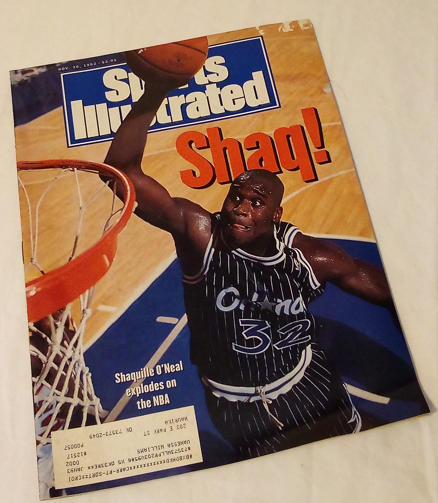 November 30, 1992 Shaquille O'Neal SHAQ Orlando Magic Sports ...