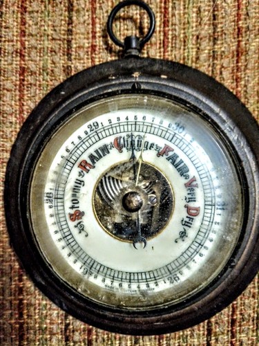 Vintage Barometer Round Wall Mount Wood/Brass Made in Germany | eBay