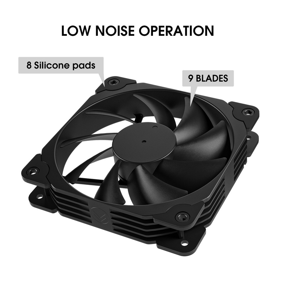6 Pack Black 120mm PC Case Fans High Airflow Low-Noise High Performance ...