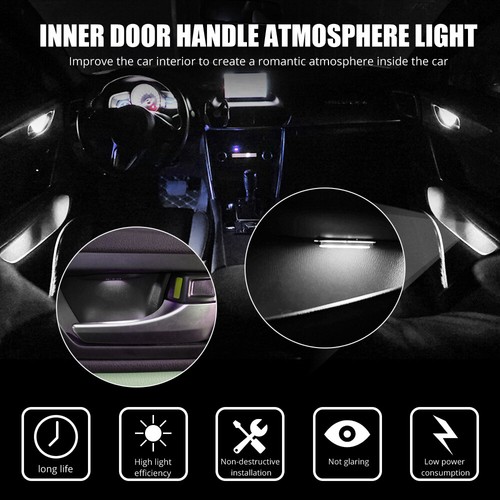 LED Car Atmosphere Light 4in1 White Auto Inner Door handle Armrest ...