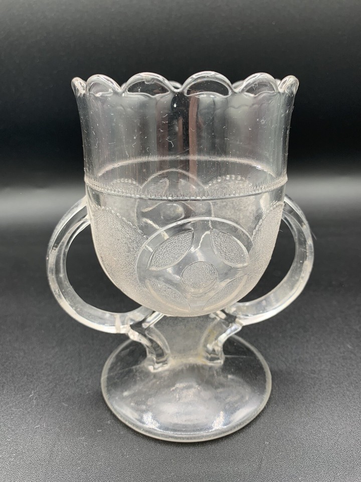 Antique Ripley & Co EAPG Pattern Glass TWO HANDLED 5 3/8" Spooner c1870 ...