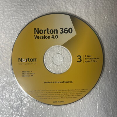 Norton From Symantec Norton 360 Version 4.0 CD Only | eBay