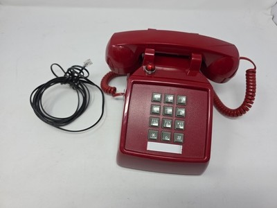 Red Desk Telephone Touch Tone Push Button Phone Bittel | eBay