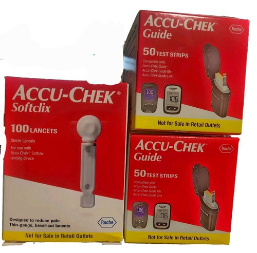 ACCU-CHEK Guide Test Strips (2 Packs of 50) plus Accu-Chek Softclix 100 ...