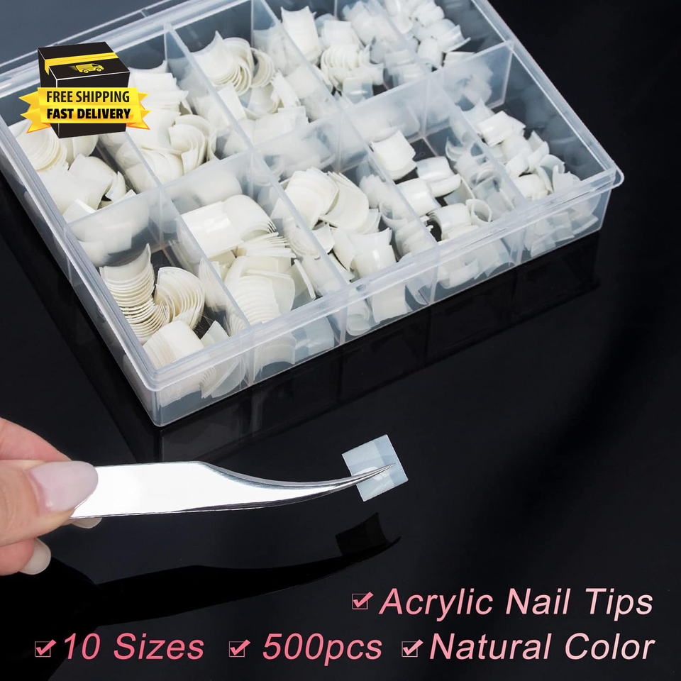 Short Nail Tips - 500PCS French Short Style Nail Tip Natural Acrylic ...
