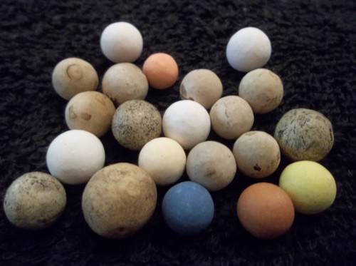 TWENTY ONE OLD PIONEER MARBLES and INDIAN GAME STONES BEAUTIFUL ...