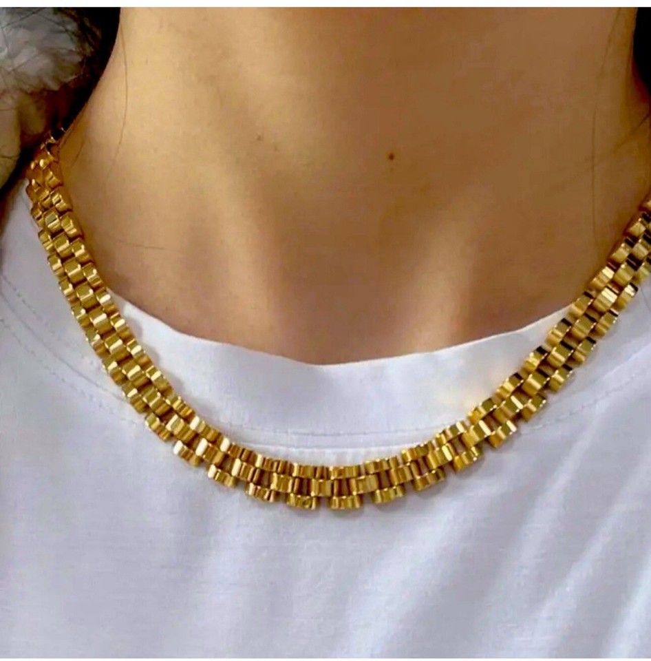 Stainless Steel Gold Rolex Chain 22” | eBay