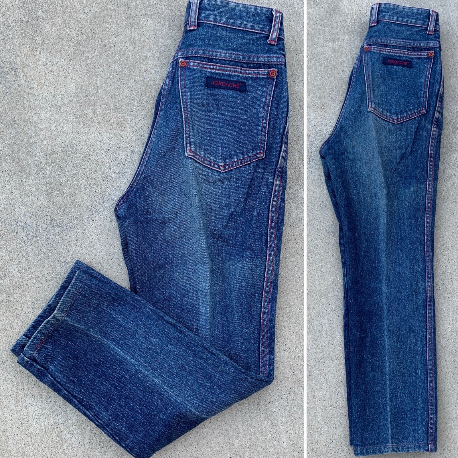 Vintage Jordache Jeans High Waist Red Stitching Size 5 25.5 Inch Waist ...